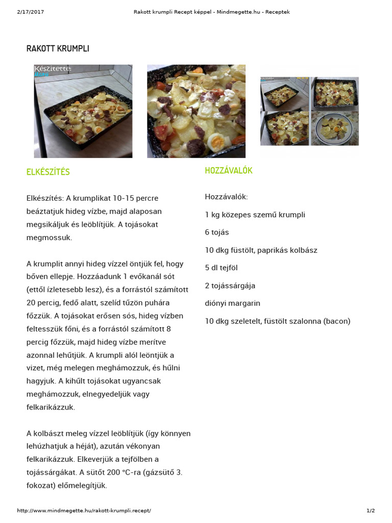 Rakott Krumpli Recept Képpel - Mindmegette | PDF