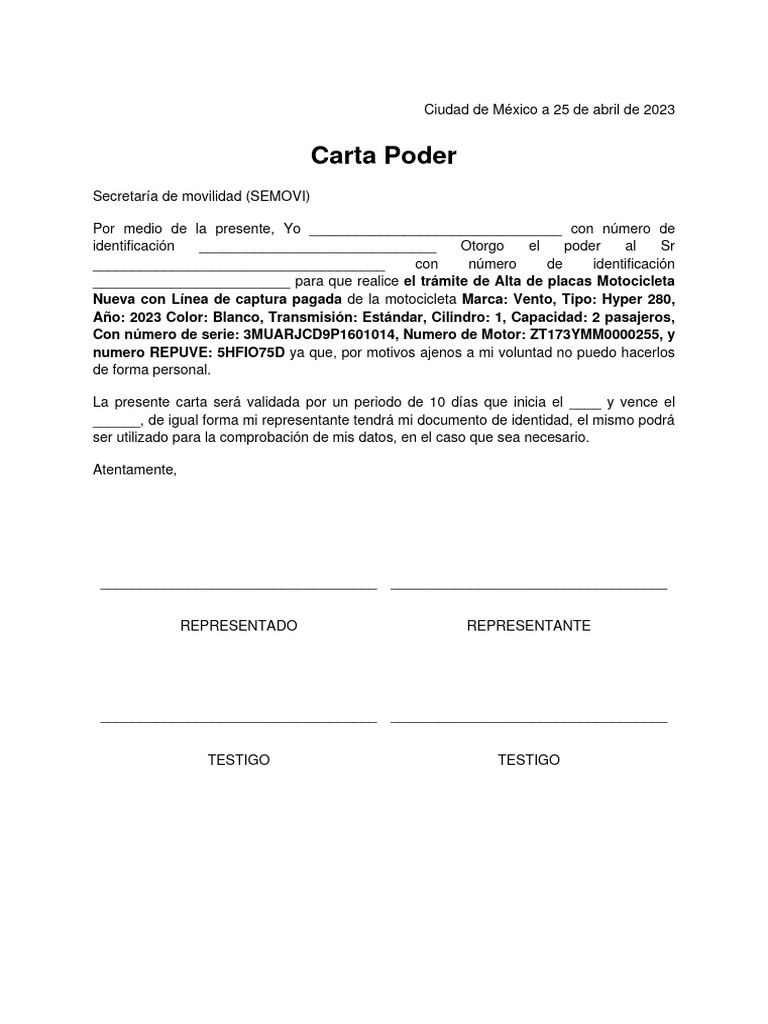 Carta Poder SEMOVI | PDF