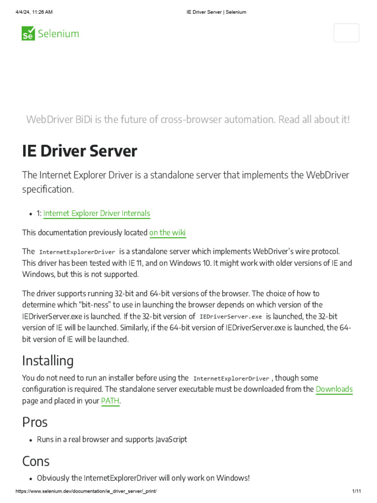 Ie Driver Server Selenium Pdf Selenium Software Windows Registry 