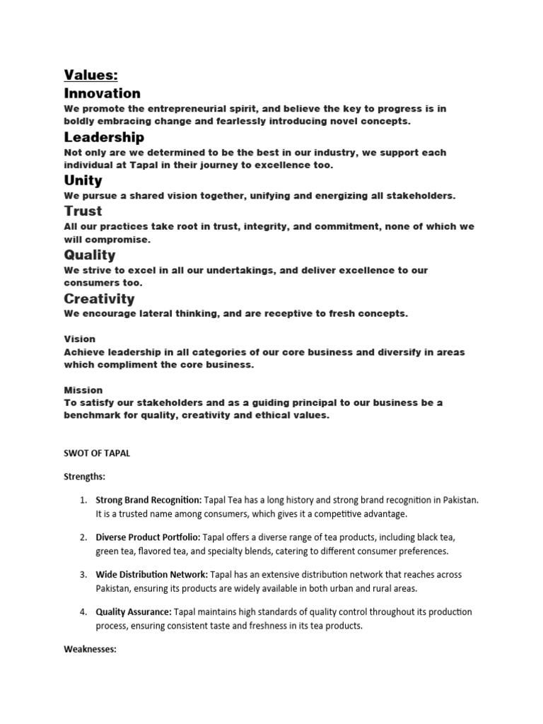 Tapal Tea SWOT and PESTLE Analysis | PDF | Brand | Tea