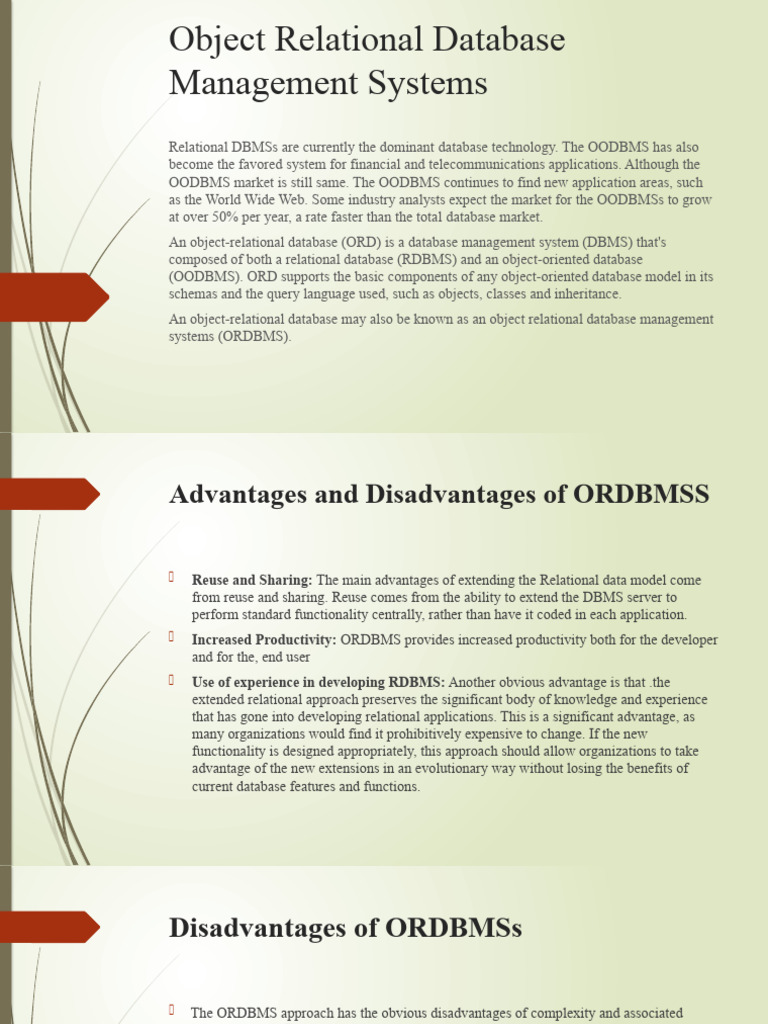 Object Relational Database Management Systems | PDF | Databases ...