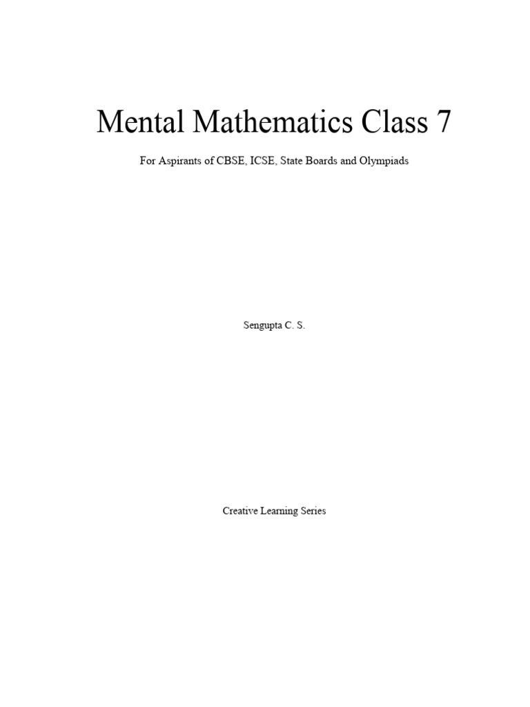 Mental Mathematics Class 7 | PDF | Paragraph | Publishing