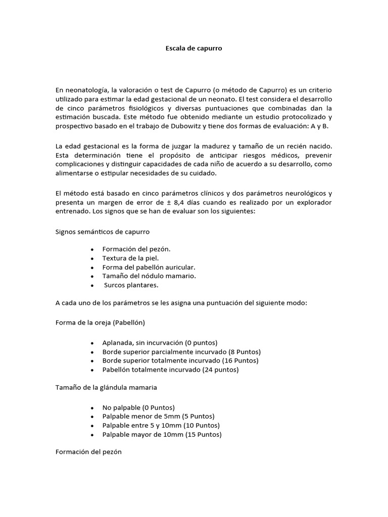Escala de Capurro | PDF