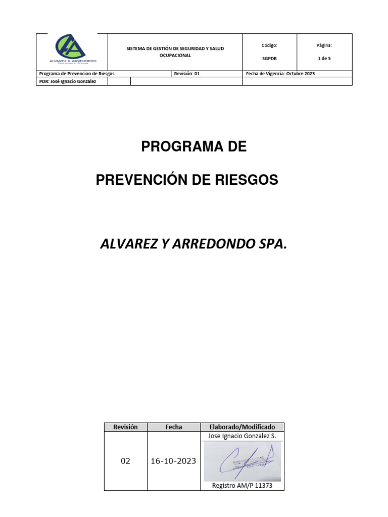 Programa de Prevencion de Riesgos 19062024 | PDF | Business | Valores