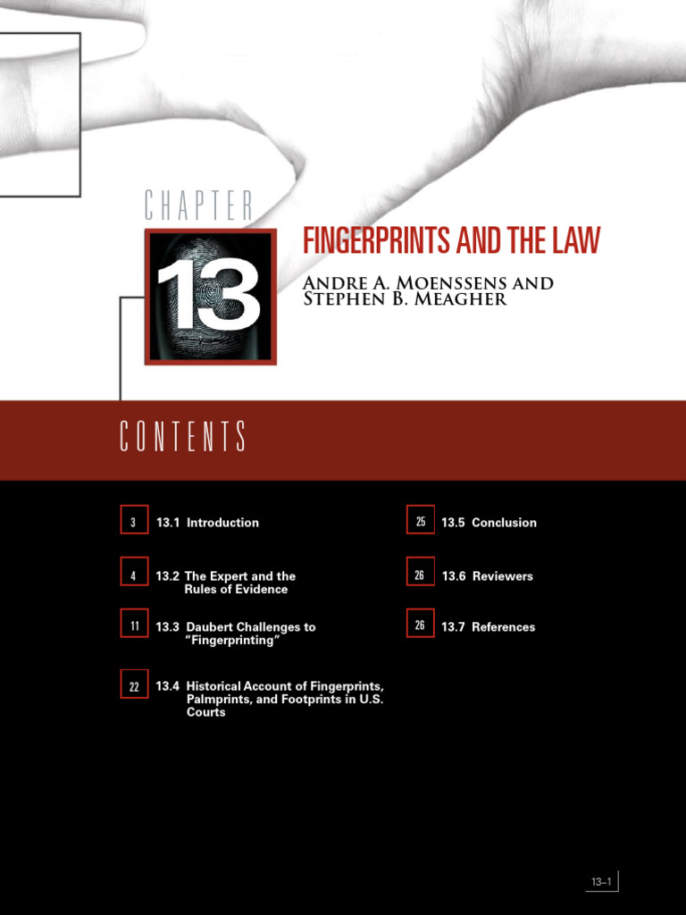 Fingerprints and The Law: Andre A. Moenssens and Stephen B. Meagher ...