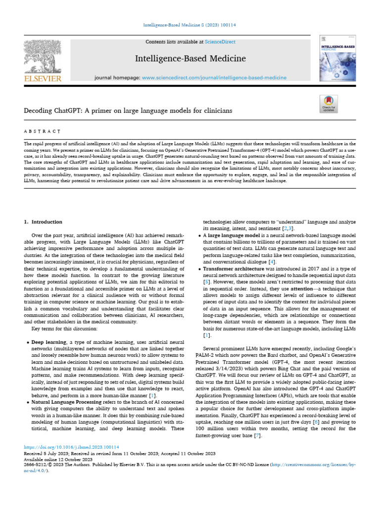 Decoding ChatGPT A Primer On Large Language Models For Clinicians | PDF | Machine Learning ...