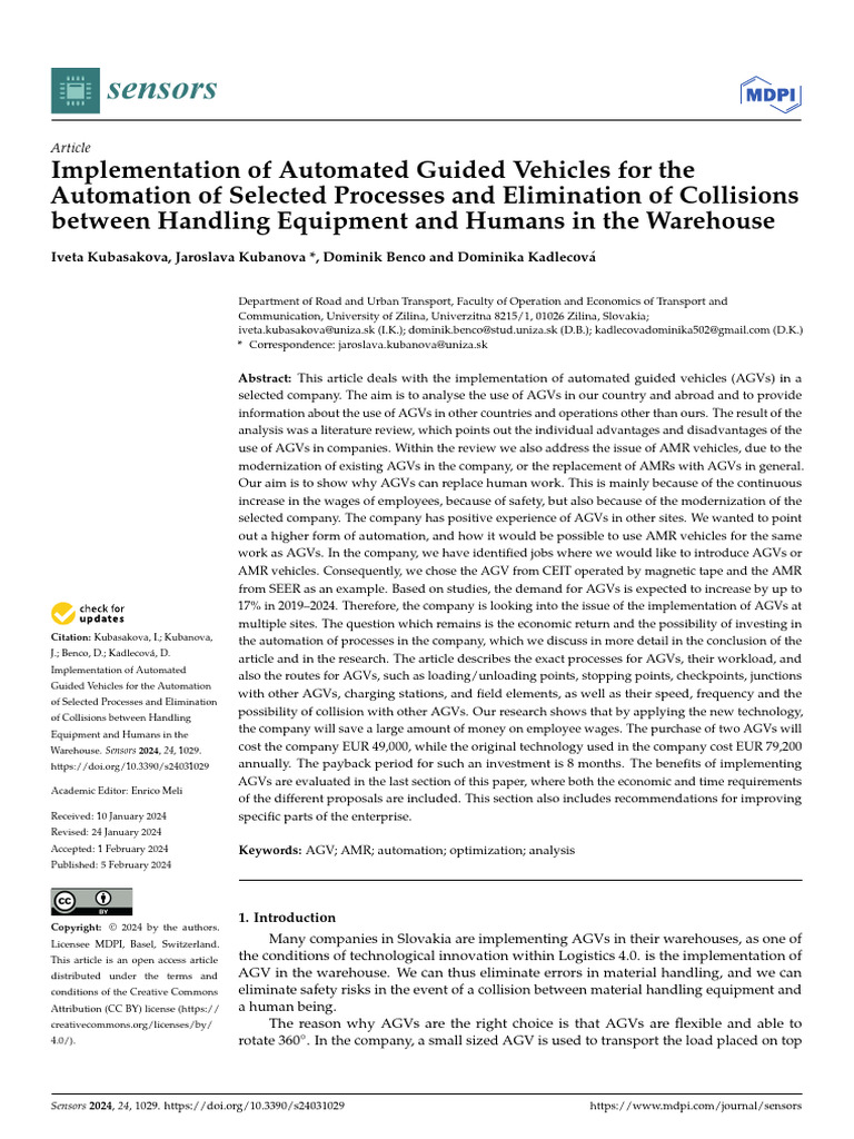 Sensors Pdf Logistics Automation