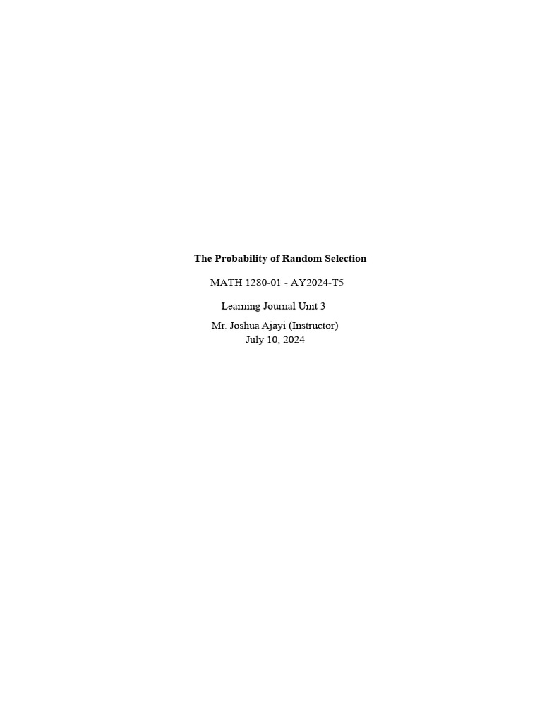 The Probability of Random Selection | PDF | Probability | Probability ...