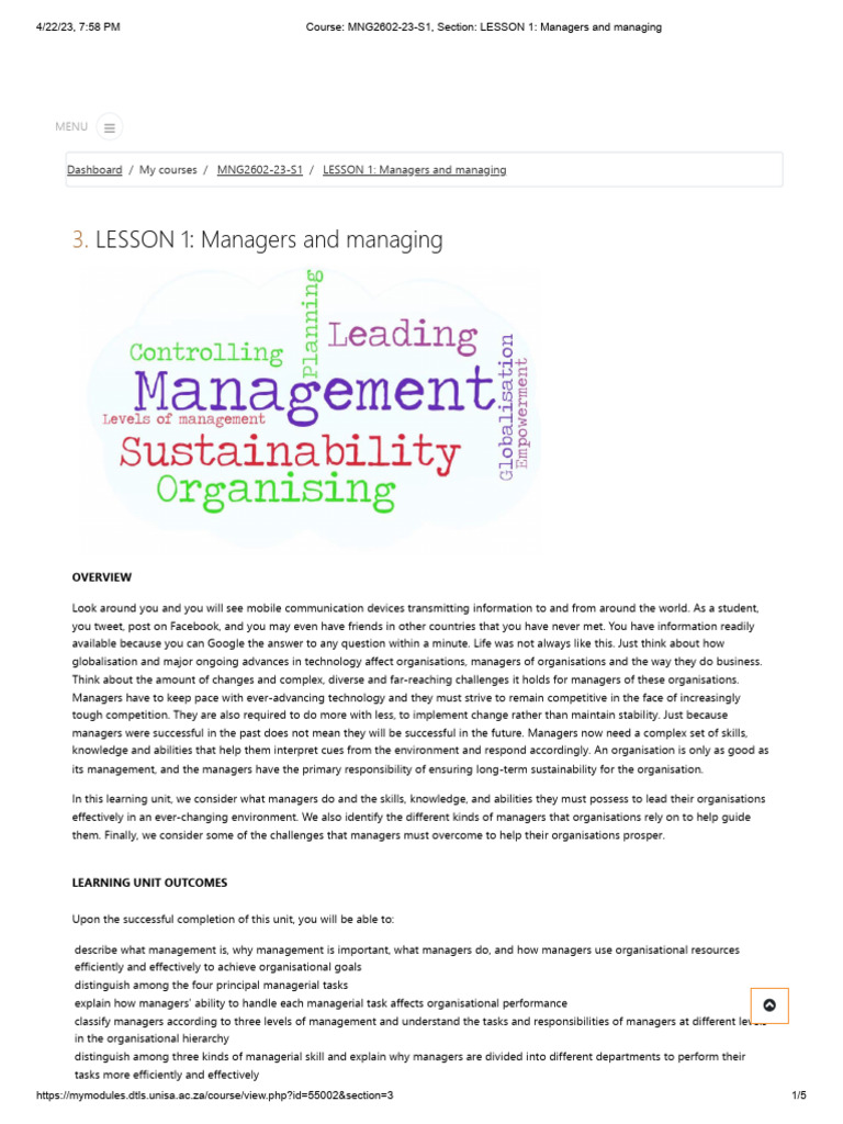 LESSON 1_ Managers and managing | PDF | Learning | Information