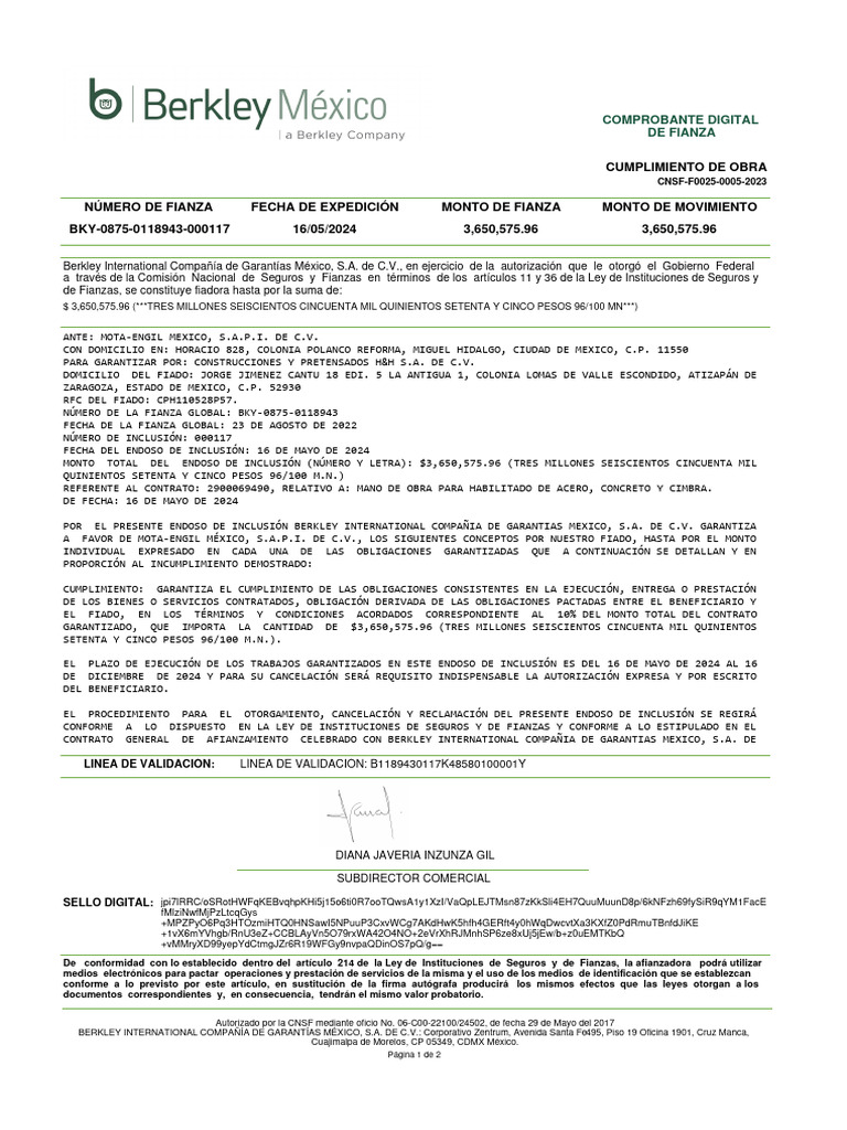 Bky-0875-0118943-000117 em | PDF | Pagos | Póliza de seguros