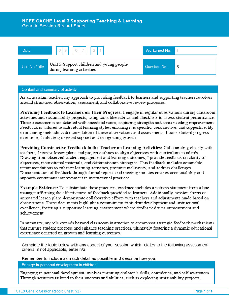 unit 5 Q6 | PDF | Reflective Practice | Learning