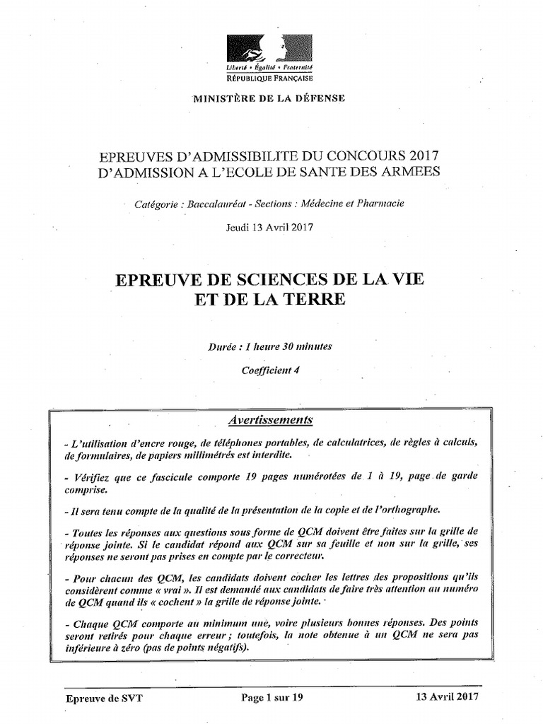 Annales Esa SVT 2017 | PDF