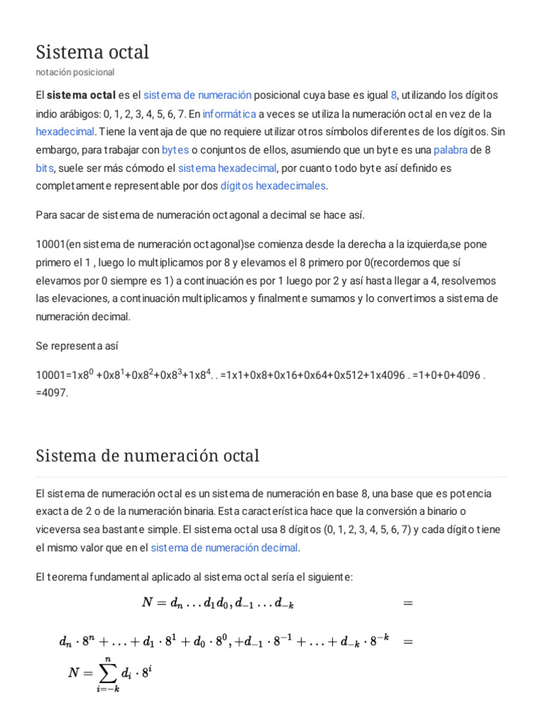 Sistema Octal - Wikipedia, La Enciclopedia Libre | PDF | Números ...