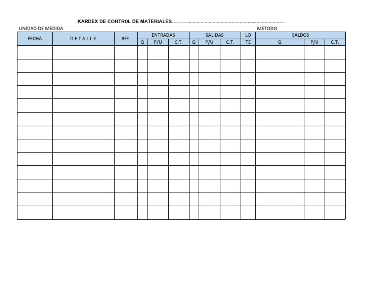 Kardex de Control de Materiales | PDF