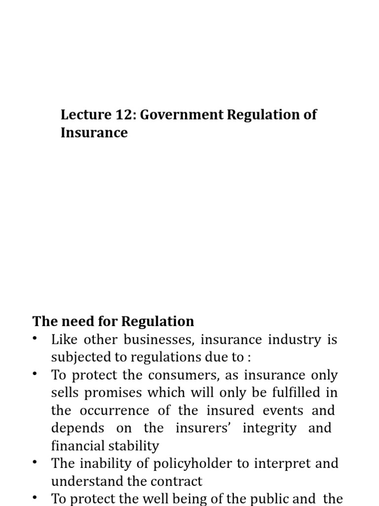 Government Regulation of Insurance | PDF | Insurance | Life Insurance