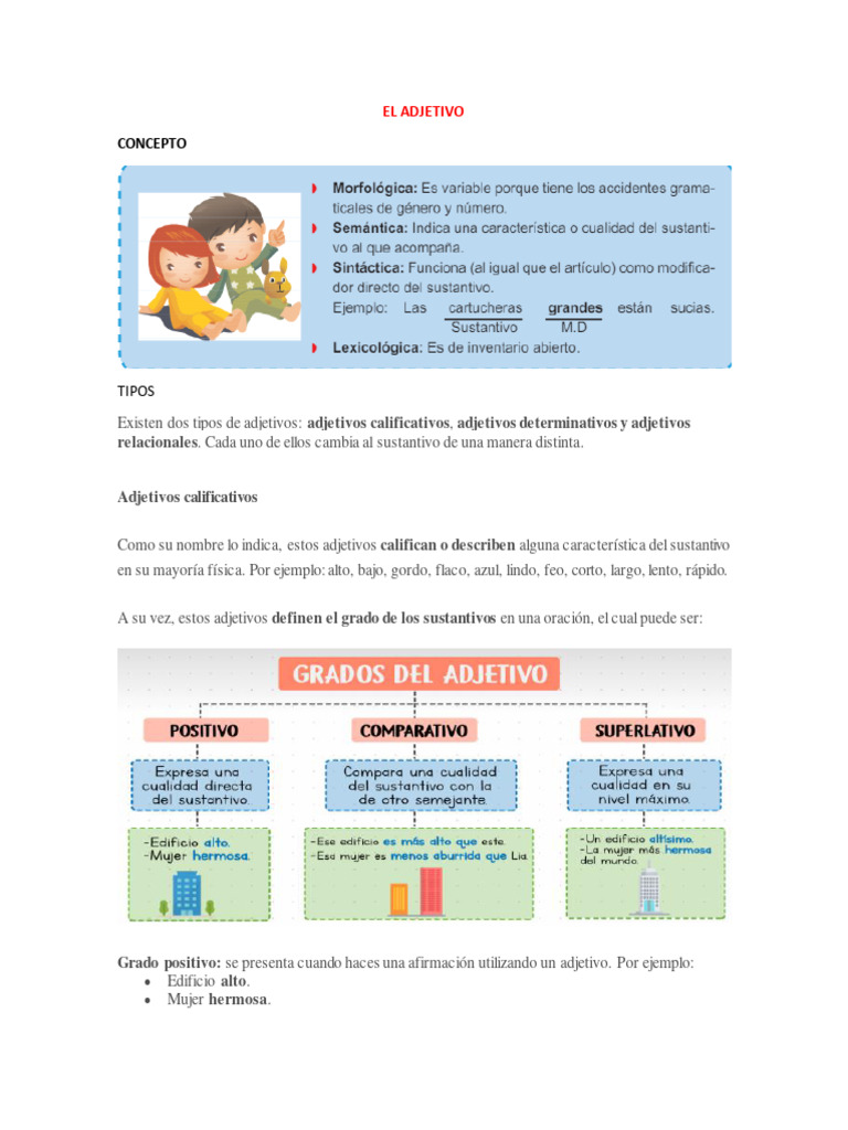 El Adjetivo | PDF | Adjetivo | Morfología Lingüística