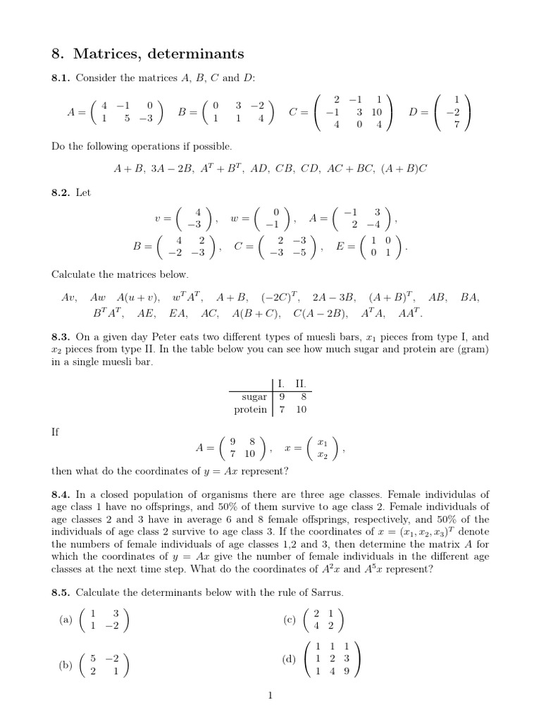 Exercises 8 | PDF | Determinant | Mathematical Physics Exercises 8 | PDF | Determinant | Mathematical Physics