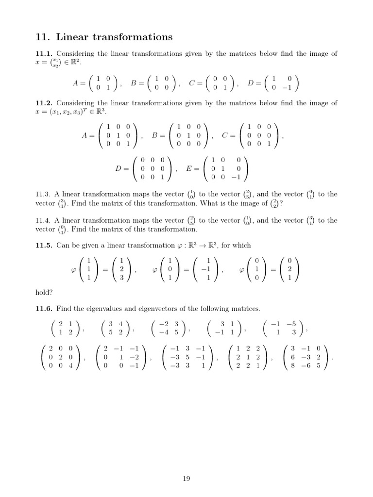 Exercises 11 | PDF | Matrix (Mathematics) | Linear Map