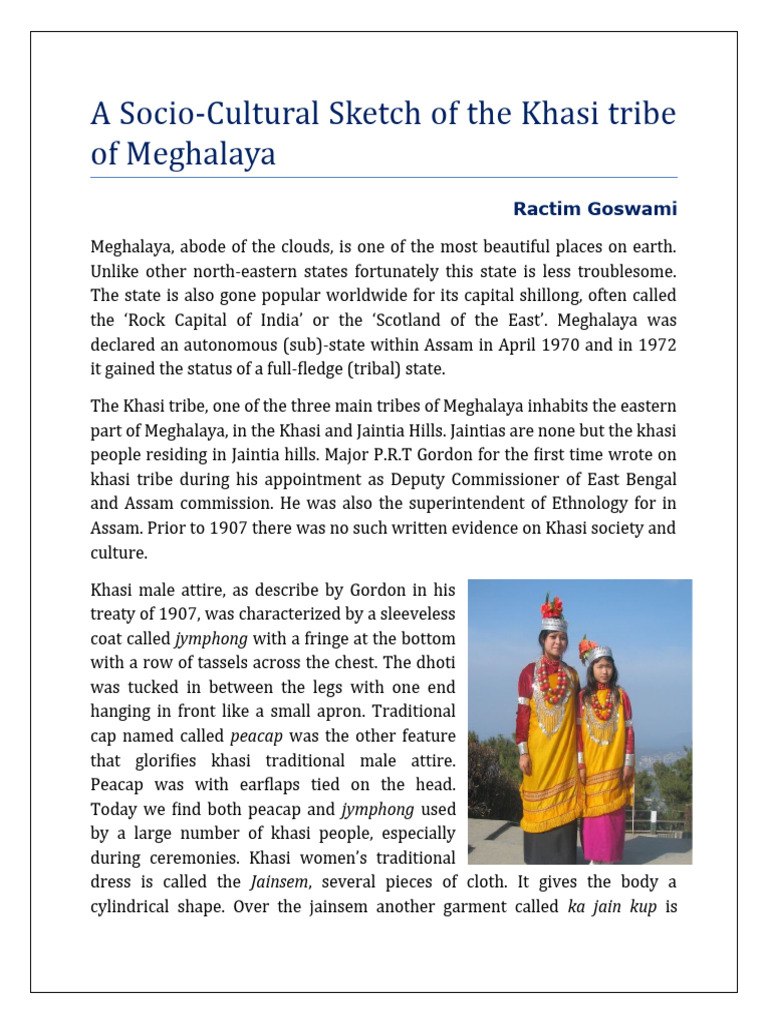 A Socio Cultural Sketch of The Khasi Tri | PDF