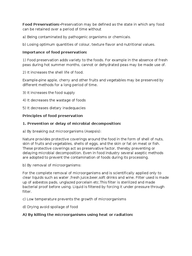 Principles and Methods of Food Preservation: Preventing Spoilage ...