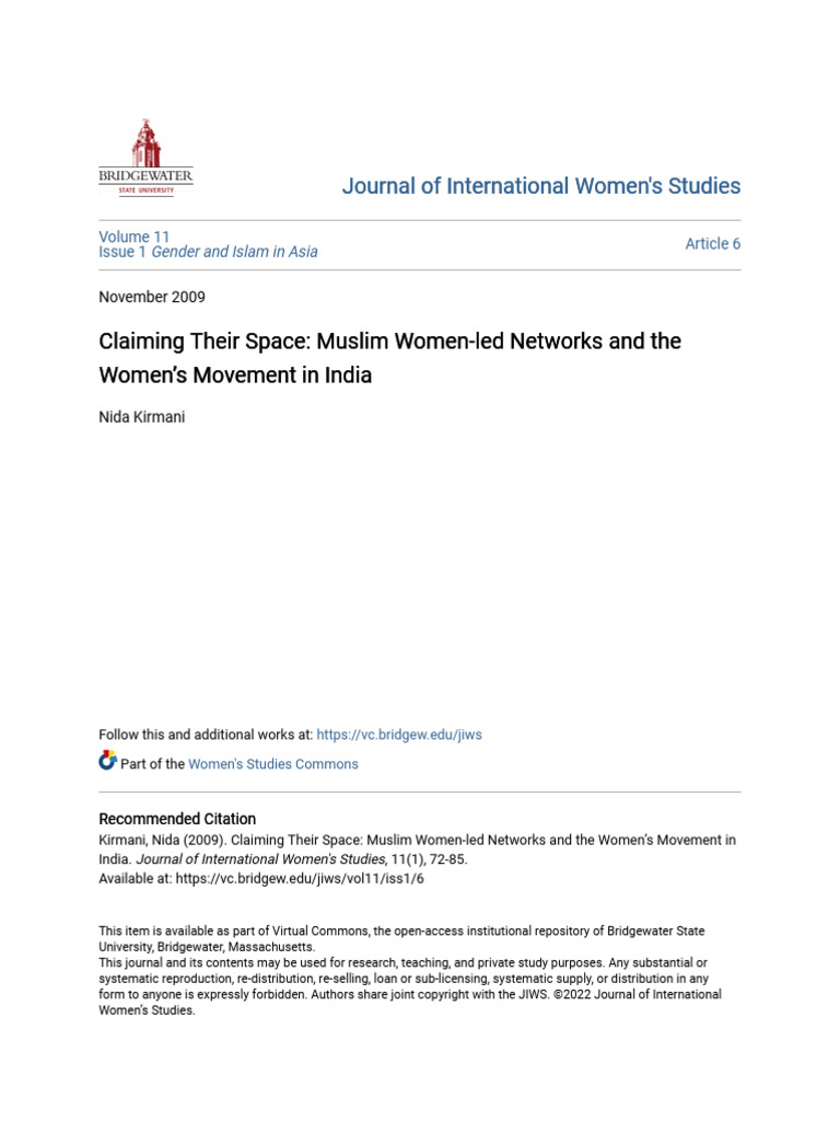 Muslim Women-Led Networks and The Women - S Movement in India | PDF ...
