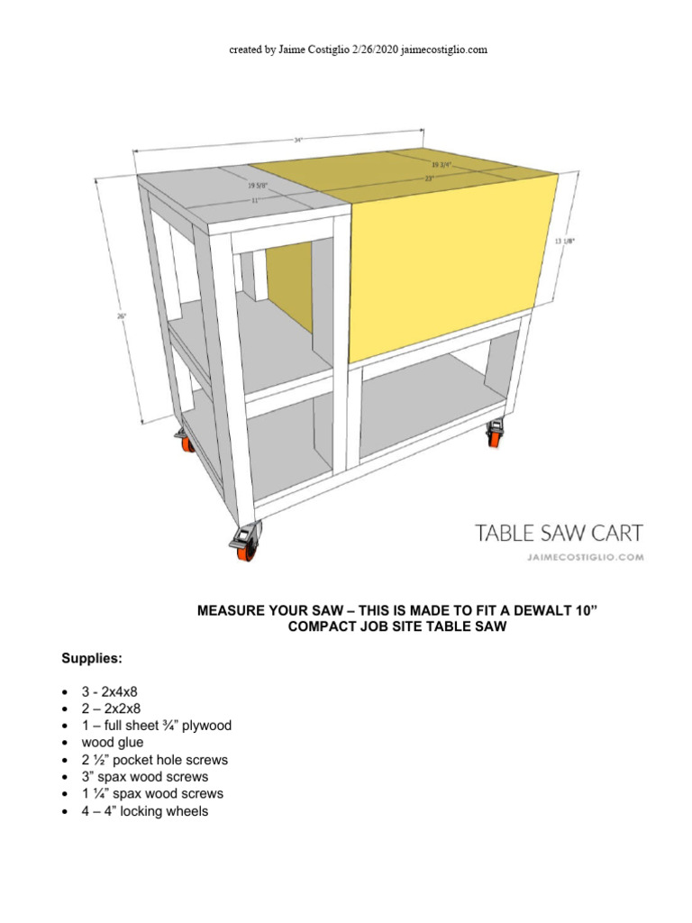 table saw cart plans | PDF