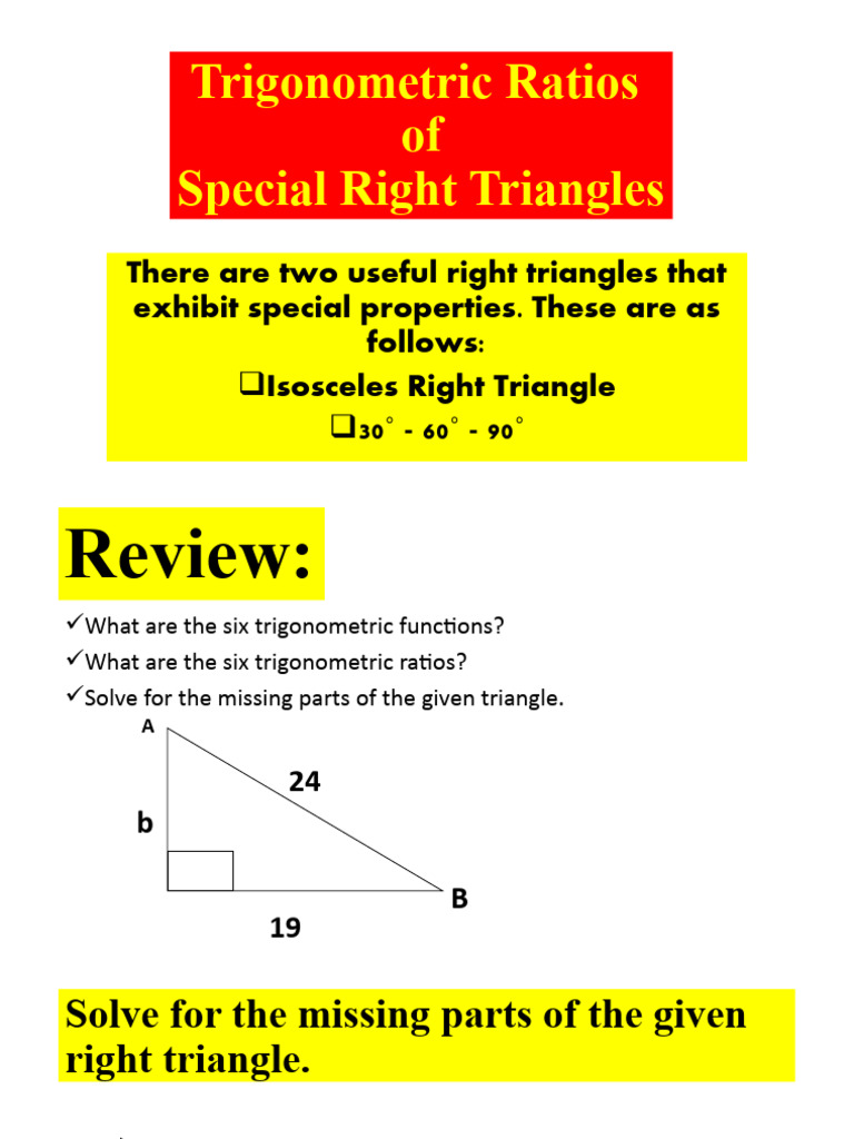 Week 2 Trigonometric Ratio of Special Right Triangles | PDF | Triangle ...