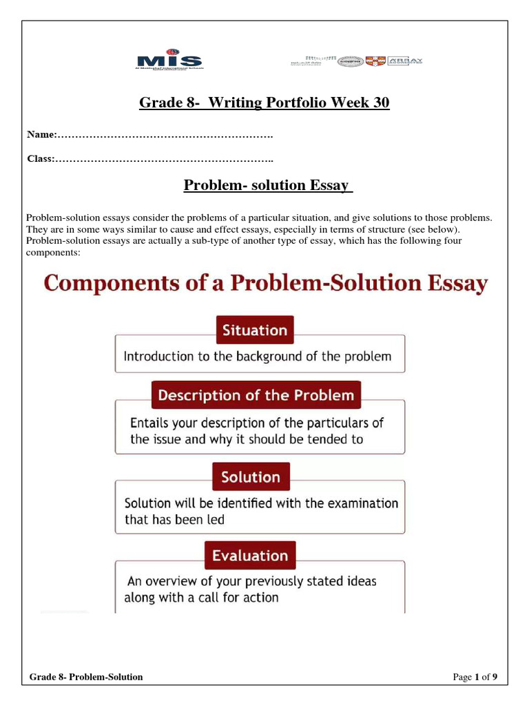 G8 - Writing Portfolio Problem Solution - Essay | PDF | Obesity | Physical Fitness