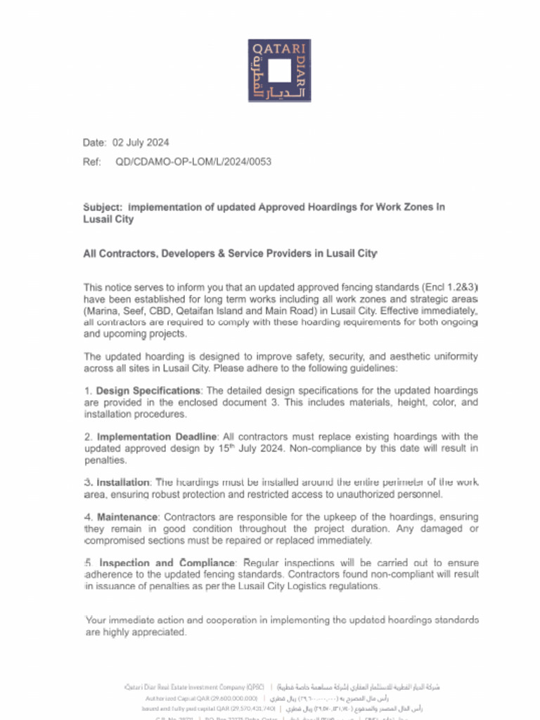 0053 - Implementation of Updated Approved Hoarding - 240704 - 121159 | PDF