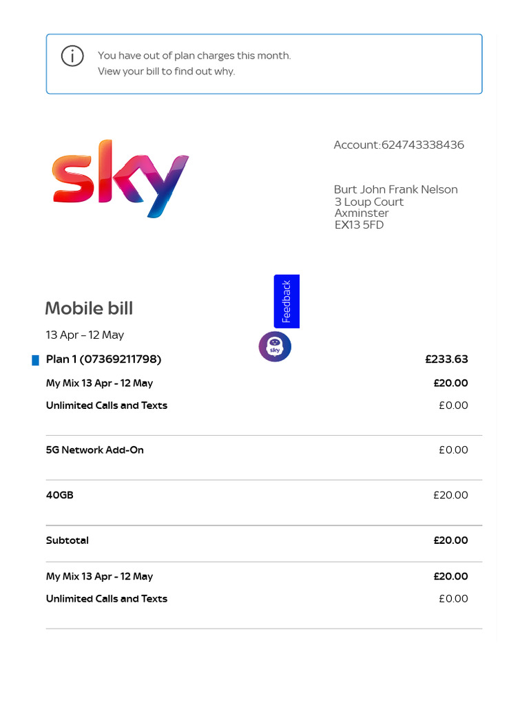 Sky Mobile Bill | PDF | Apple Inc. | Mobile Computers