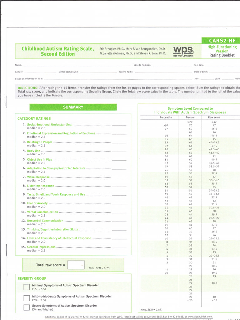 CARS2 HF (1) | Download Free PDF | Behavioural Sciences ...