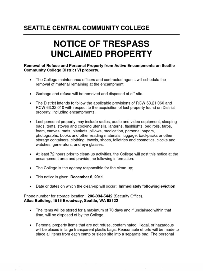 Notice of Trespass Dec 6 FINAL | PDF | Property | Business