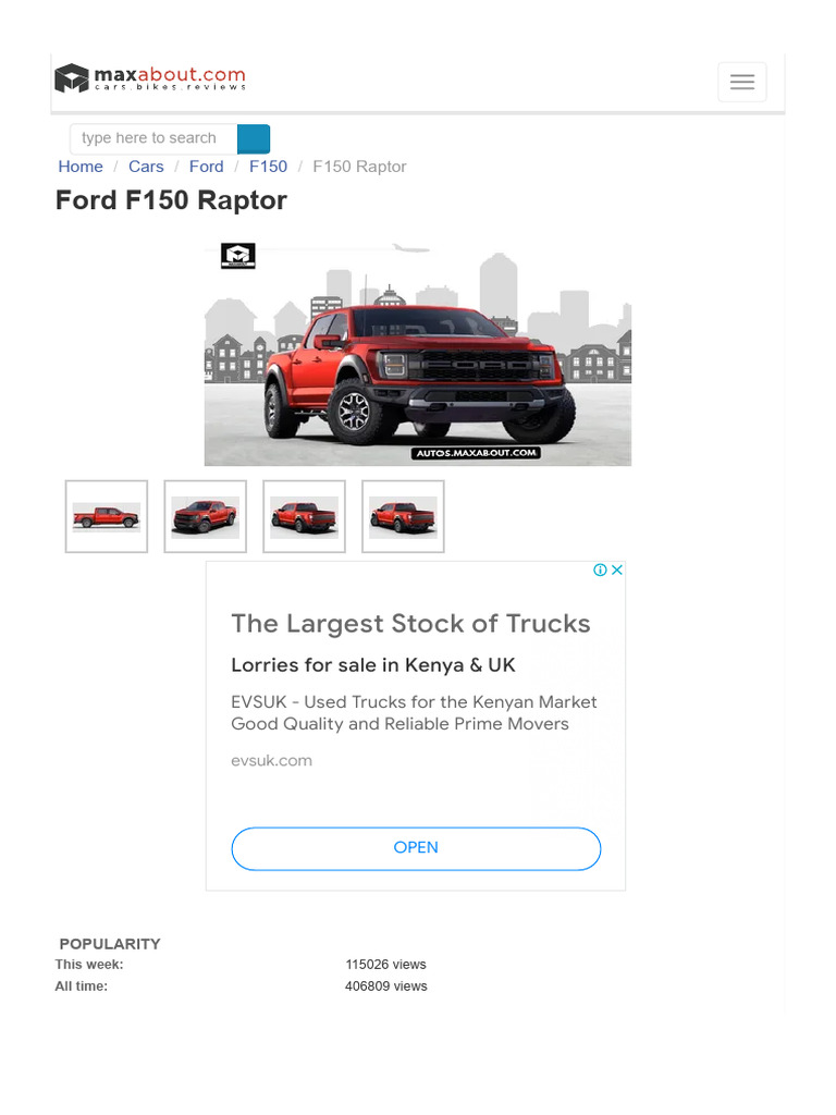 2023 Ford F150 Raptor Specifications & Expected Price in India | PDF ...