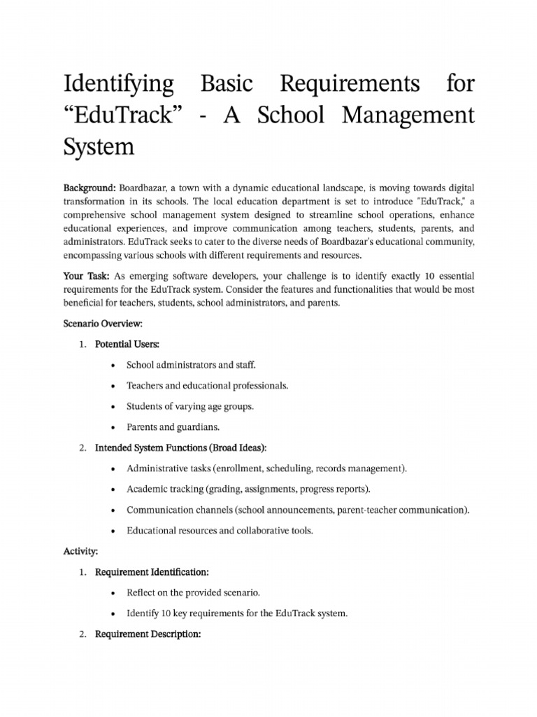Task For Lab 1A Identifying Basic Requirements | PDF
