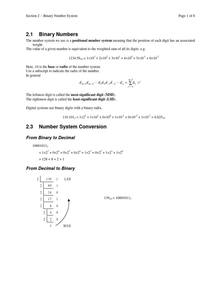 Binary | PDF | Mathematical Notation | Numbers