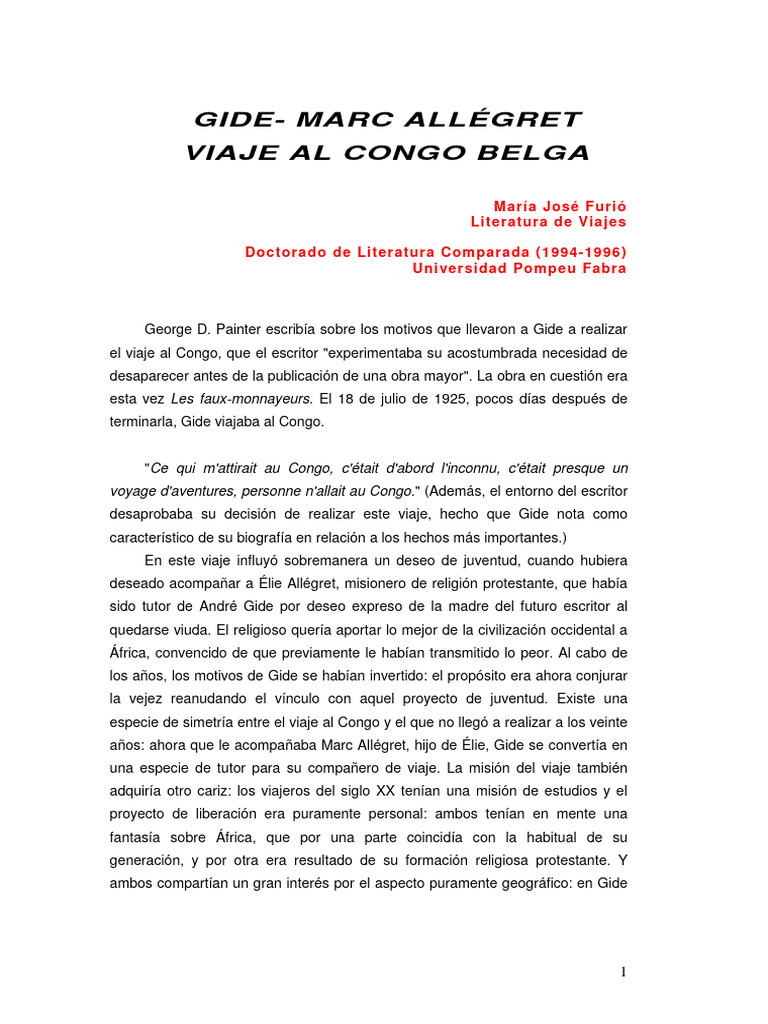 André Gide y Marc Allégret, Viaje Al Congo Belga - María José Furió ...