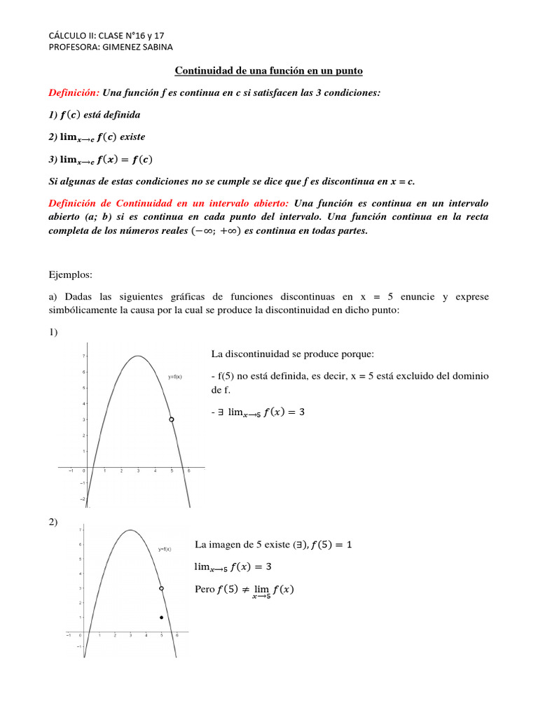 CLASE 10 - Continuidad de Una Función en Un Punto | PDF | Función continua | Función (Matemáticas)