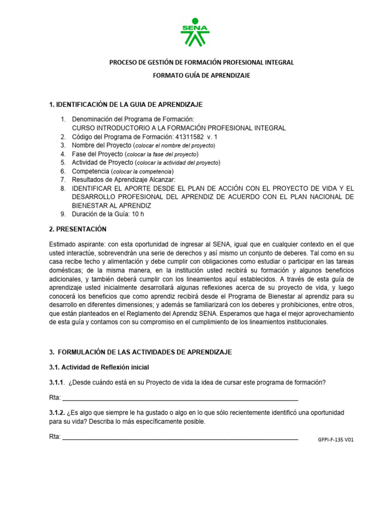 Guia_de_Aprendizaje Bienestar al Aprendiz | PDF | Análisis FODA