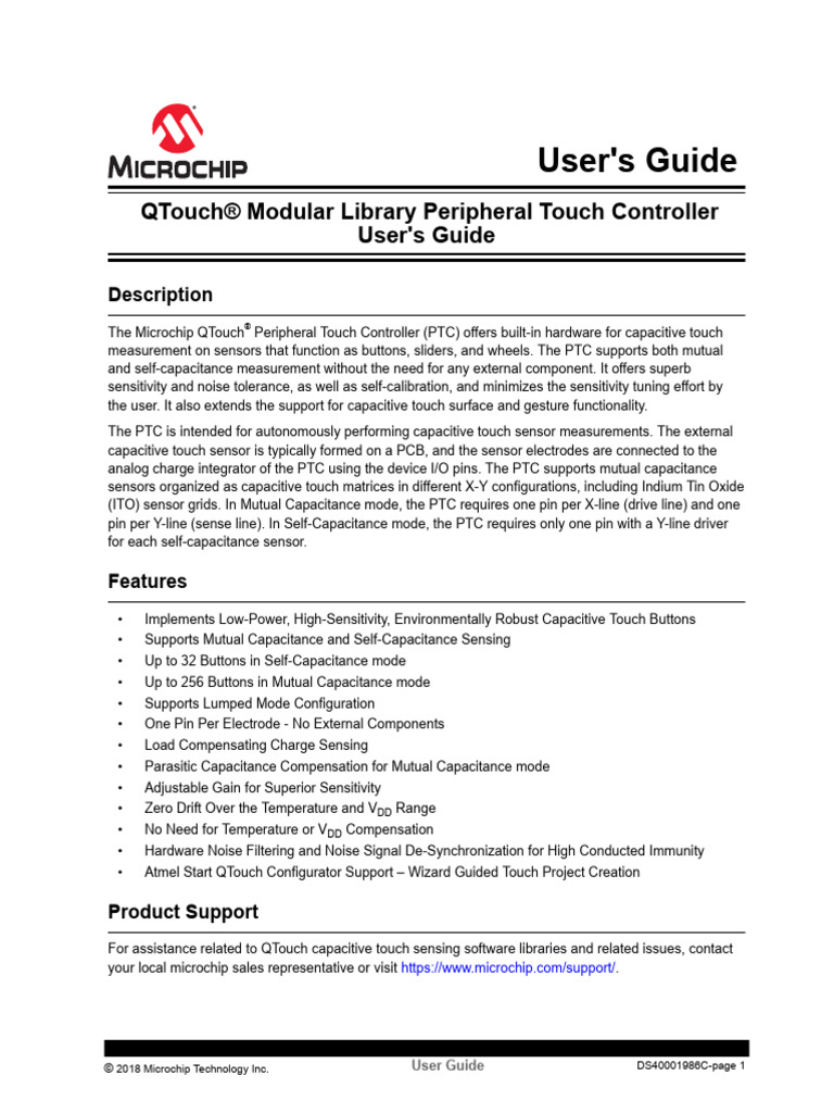 QTouch Modular Library Peripheral Touch Controller 40001986C | PDF | Capacitance | Pointer ...
