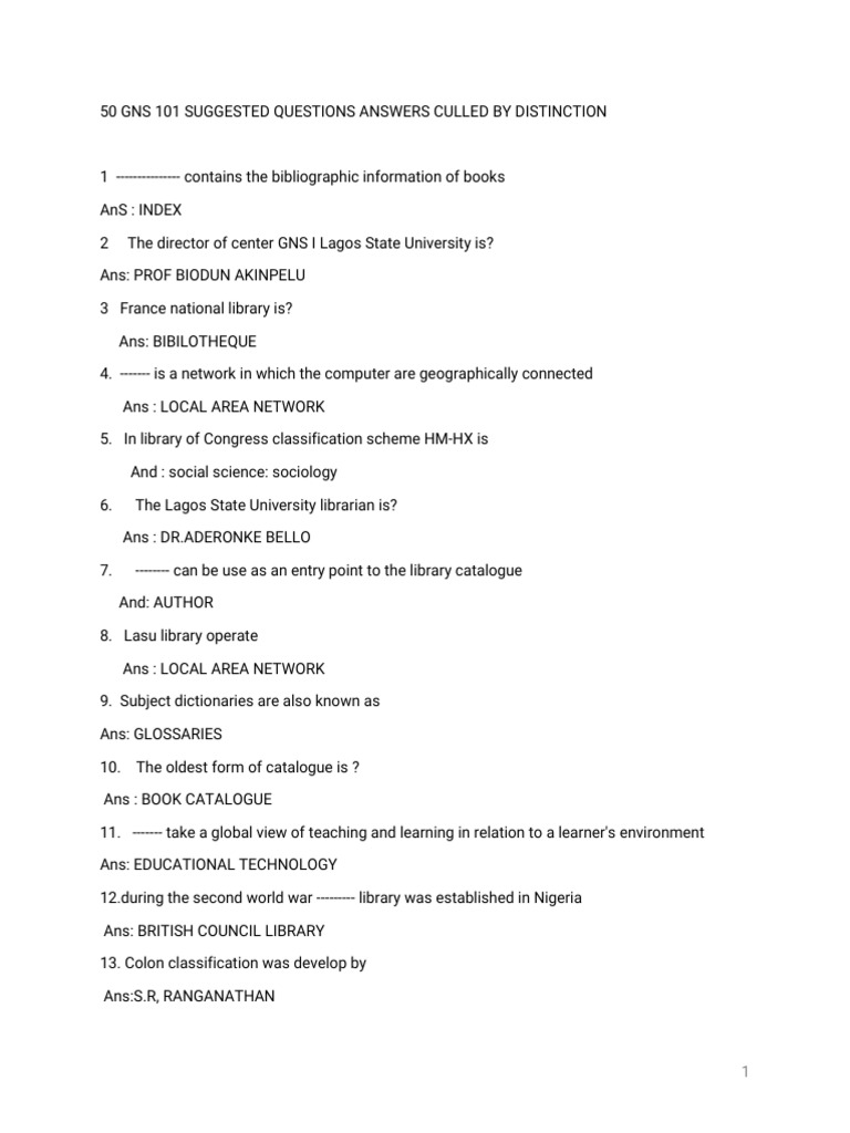 GNS 101 PDF by Distinction | PDF