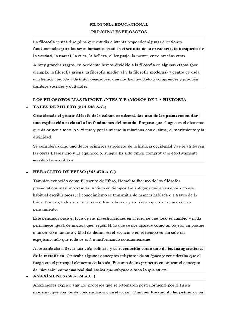 Principales Filosofos | PDF | Platón | Razón