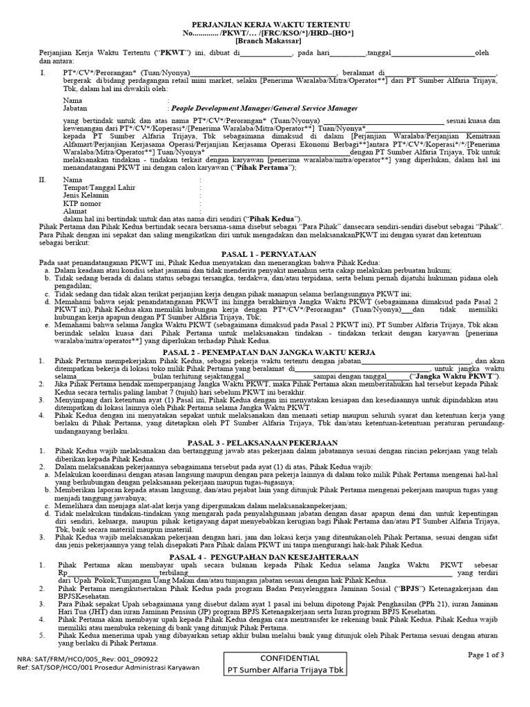 Form PKWT FRC F4 New | PDF | Hukum