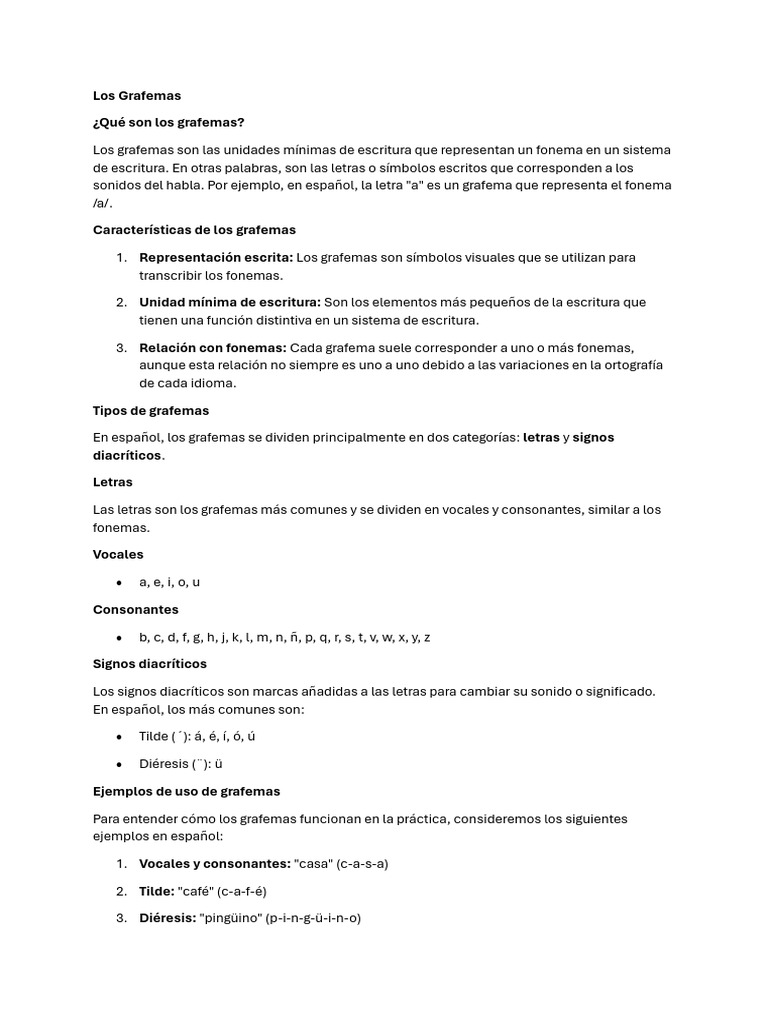 Los Grafemas | PDF | Escritura | Lengua española