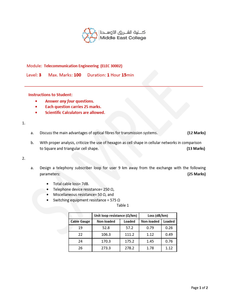 ELEC 30002-Sample QP | PDF | Cellular Network | Gsm