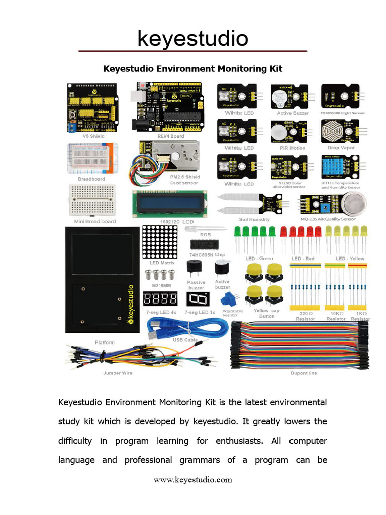 KS0190 Keyestudio Environment Monitoring Kit | PDF | Arduino | Installation (Computer Programs)