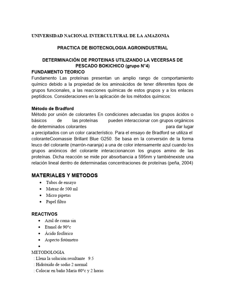 Ultimo Abance Informe | PDF | Proteínas | Compuestos químicos