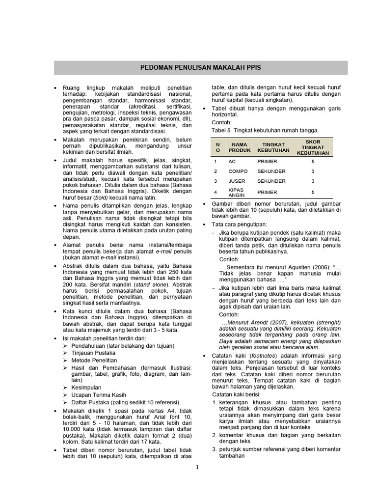 Pedoman Penulisan Makalah Ppis 1 - (1) | PDF