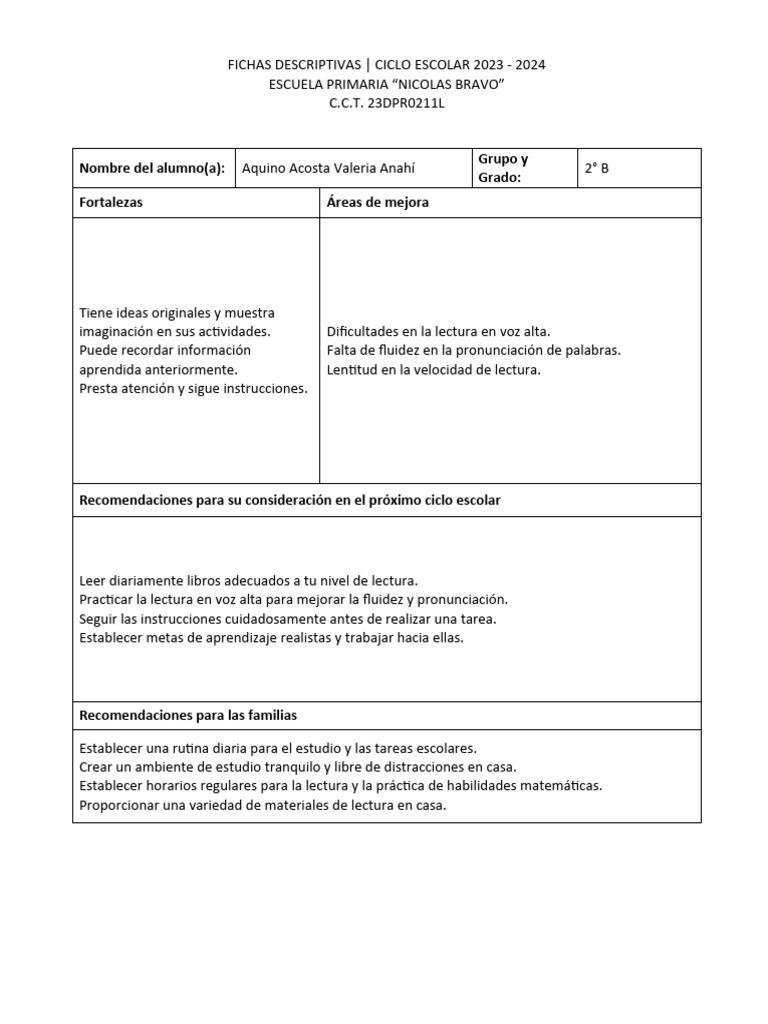 Fichas Descriptivas | PDF | Educación primaria | Escuelas