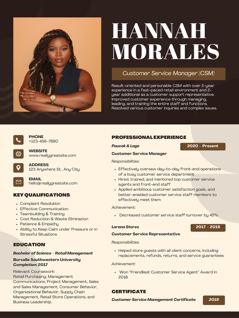 Hannah Brown Corporate Profile Resume | PDF | Retail | Customer