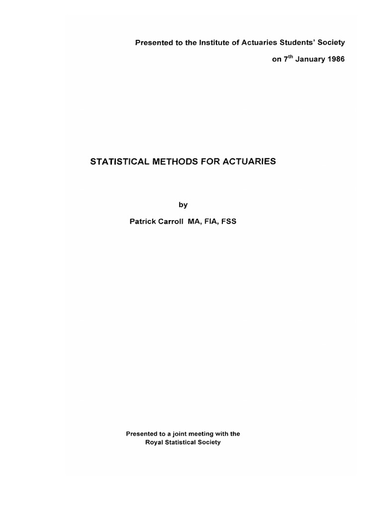(FIA) Sstatistical Methods For Actuaries | PDF | Regression Analysis | Linear Regression